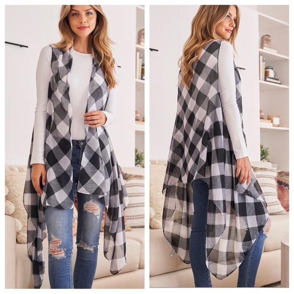 Tops | Boutique Lightweight Buffalo Checked Sleeveless Duster | Poshmark